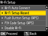 Wi-Fi connection using the control panel