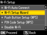 Wi-Fi connection using the control panel